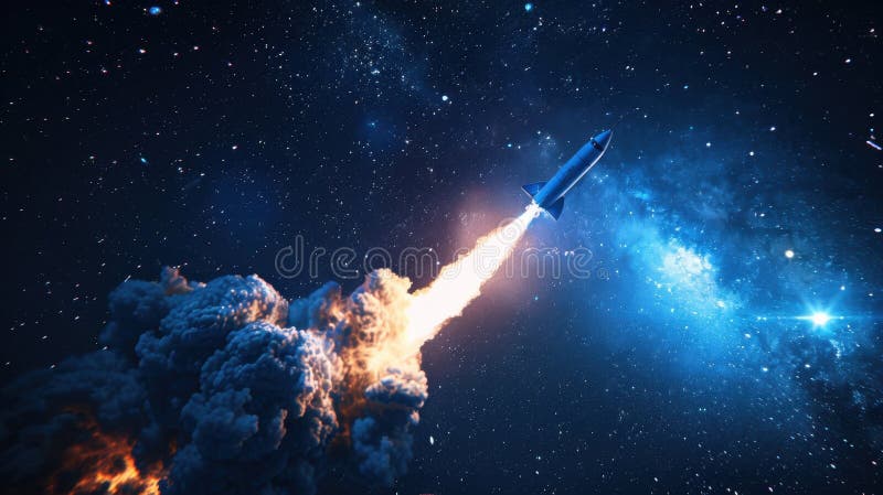 The Rocket in Outer Space.AI Generated Image Stock Photo - Image of ...