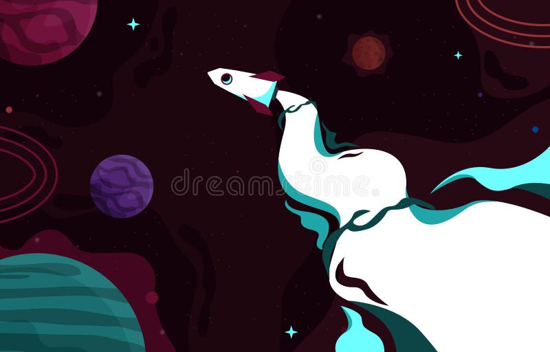 Rocket Outer Space Craft Planet Stars Adventure Illustration Stock ...
