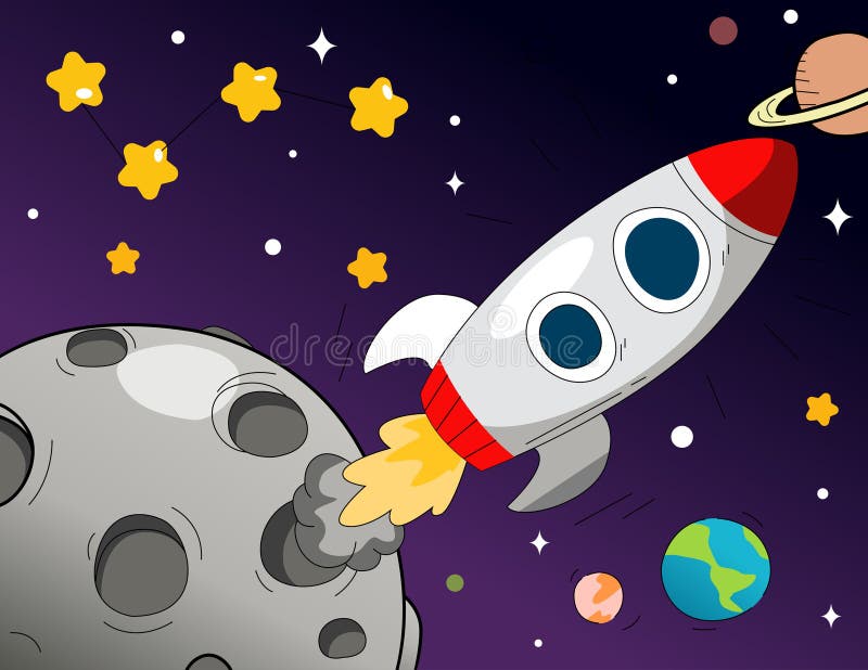 Rocket Outer Space Galaxy Vector Illustration Stock Vector ...