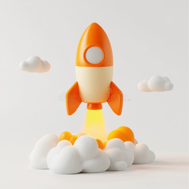 A Rocket, Painted in Orange, Launching Above the Clouds Signals an ...