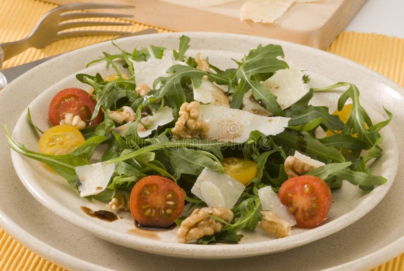 Rocket and parmesan salad. stock photo. Image of vegetarian - 14196600