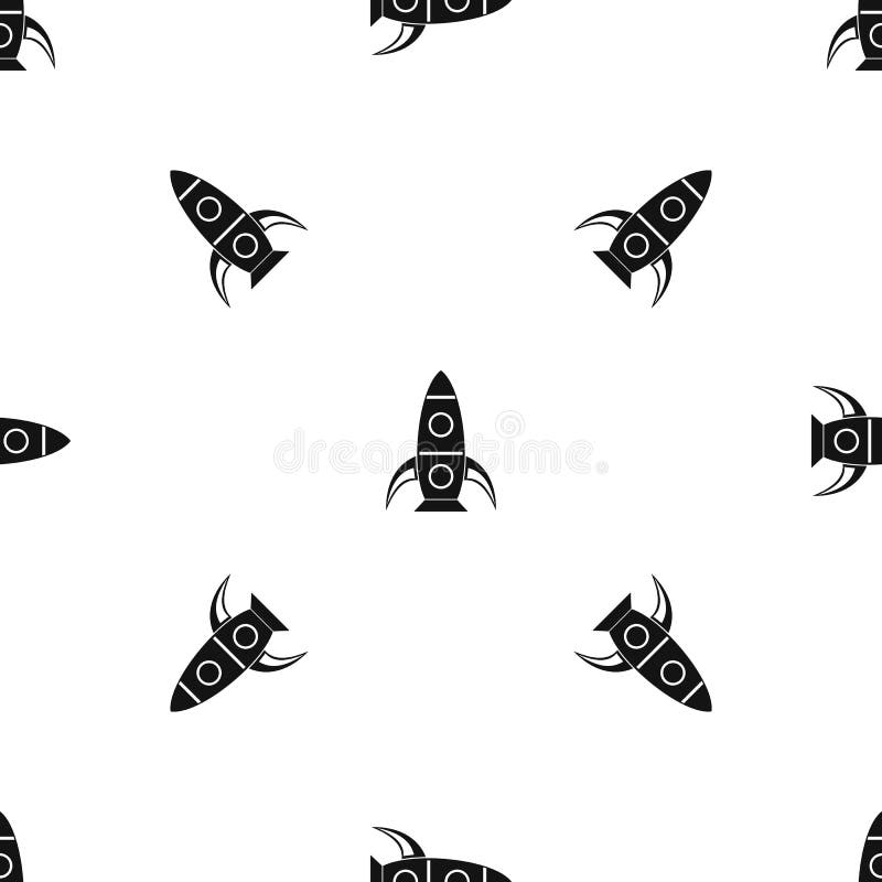 Rocket Pattern Seamless Black Stock Vector - Illustration of retro ...