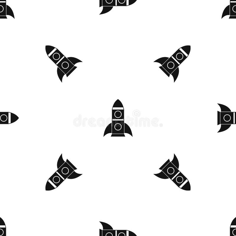 Rocket Pattern Seamless Black Stock Vector - Illustration of repeat ...