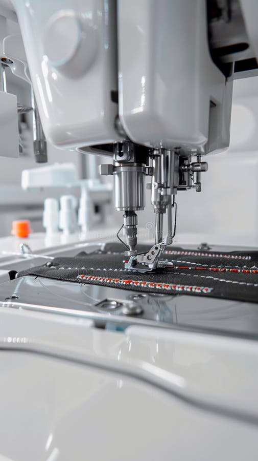 Rocket Picture Production White Automatic Sewing Machine in Close Up ...