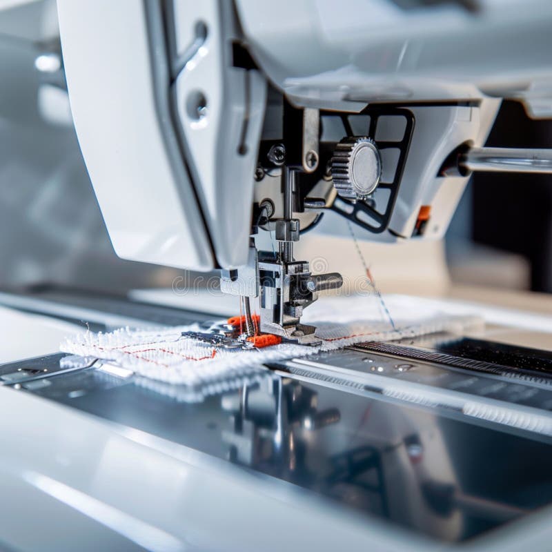 Rocket Picture Production White Automatic Sewing Machine in Close Up ...
