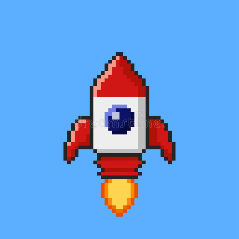 Pixel Art Rocket Launch Game Asset Design Stock Vector - Illustration ...