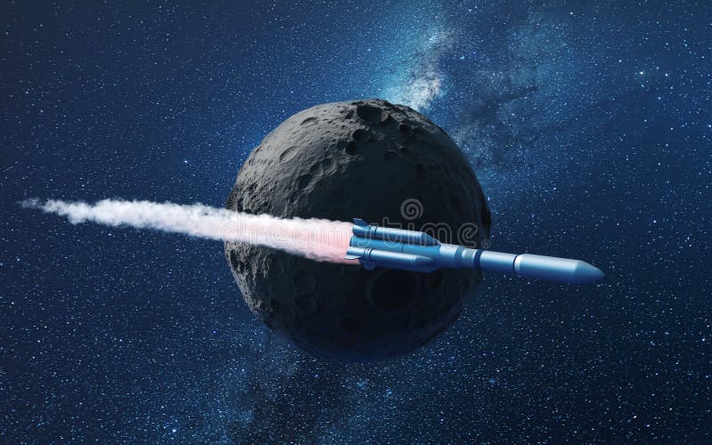 Rocket and Planet, 3d Rendering Stock Illustration - Illustration of ...