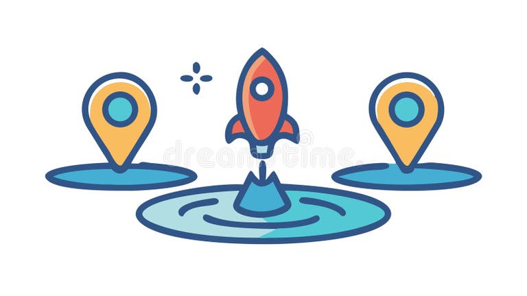 Rocket with Pointers, Location-Based Space Services, Vector Design ...