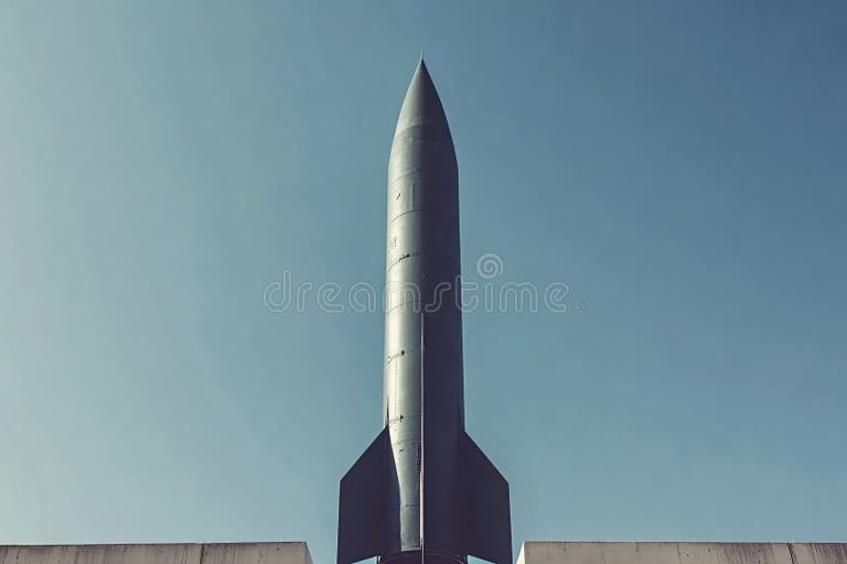 Rocket Pointing at the Sky from Concrete Platform Stock Photo - Image ...