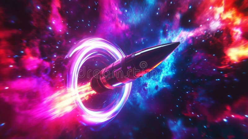 A Rocket Propelling through Colorful Cosmic Clouds in an Imaginative ...