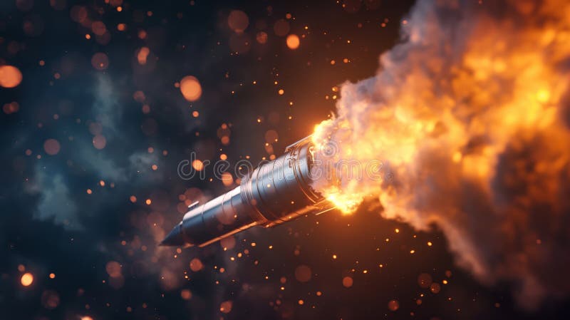 Rocket Propulsion in Space stock image. Image of burn - 311777407