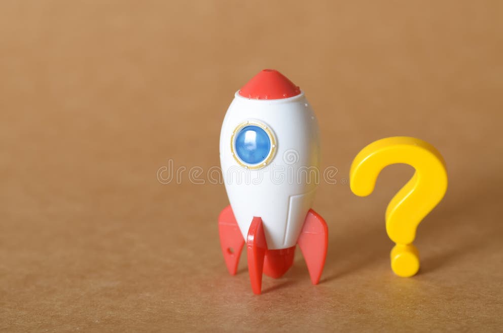 Rocket and Question Mark Symbolizing Ambition and Uncertainty Stock ...