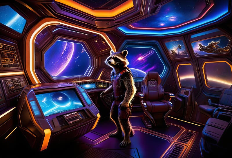 Rocket Raccoon and Groot Soar in 3D Space Adventure Stock Illustration ...