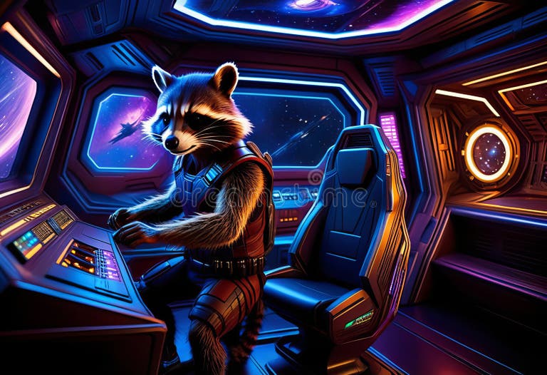 Rocket Raccoon and Groot Soar in 3D Space Adventure Stock Illustration ...