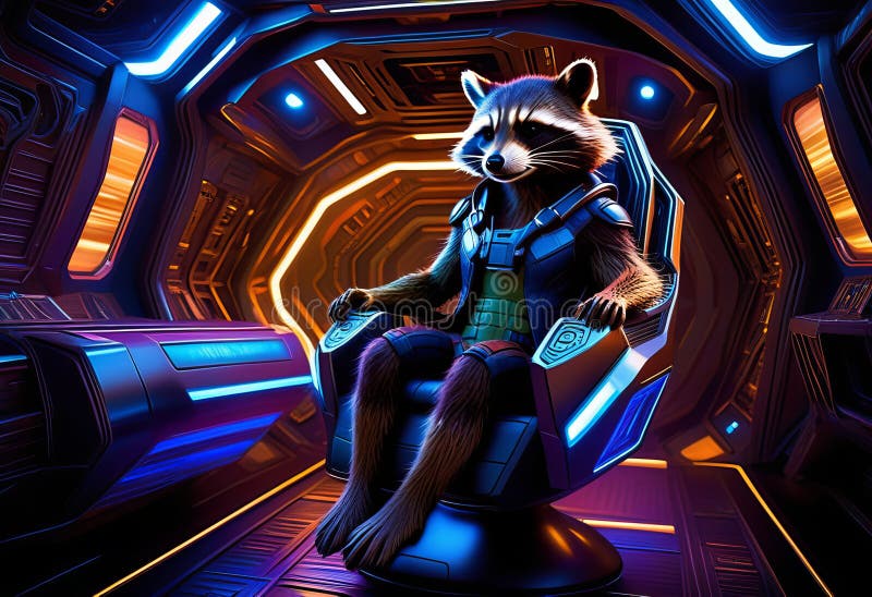 Rocket Raccoon and Groot Soar in 3D Space Adventure Stock Illustration ...