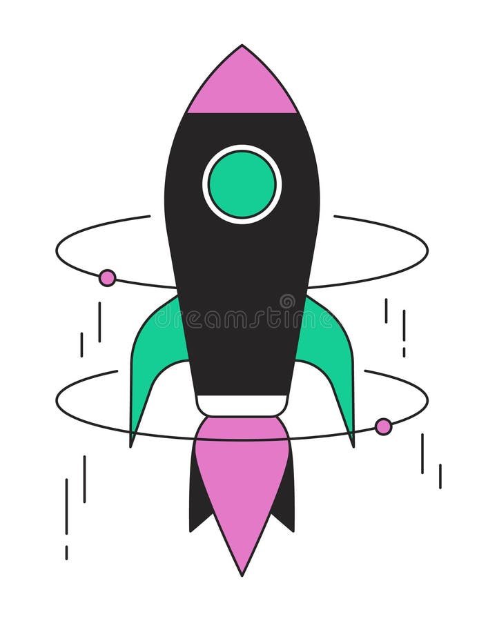 Rocket Reaching High Speed Flat Line Black White Vector Object Stock ...