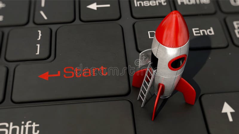 Rocket Ready for Launch on Keyboard Stock Image - Image of success ...