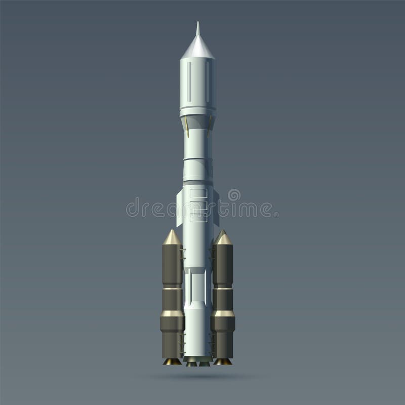 Rocket. Realistic Heavy Rocket and Space Module. 3D Spacecraft Mockup ...