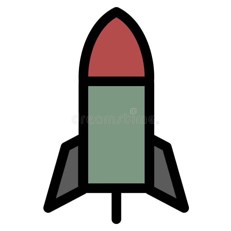 Rocket with Red Explosive Head Symbol - Military Icon Stock ...
