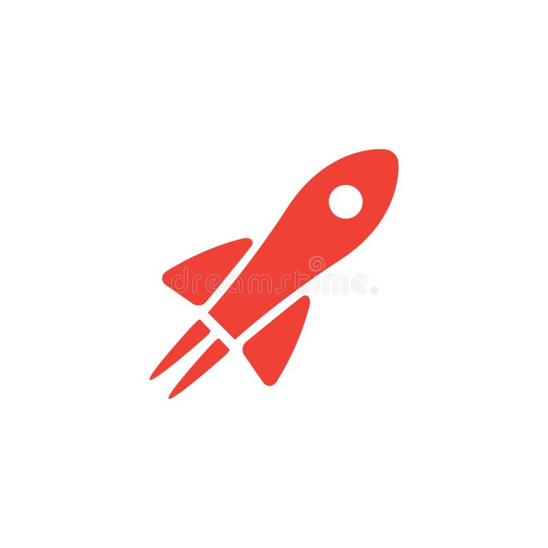 Rocket Red Icon on White Background. Red Flat Style Vector Illustration ...