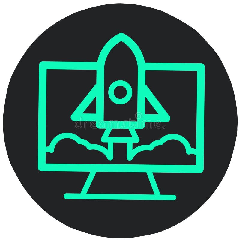 Rocket Ride of Laptop Logo, Increasing Computer Performance Concept ...