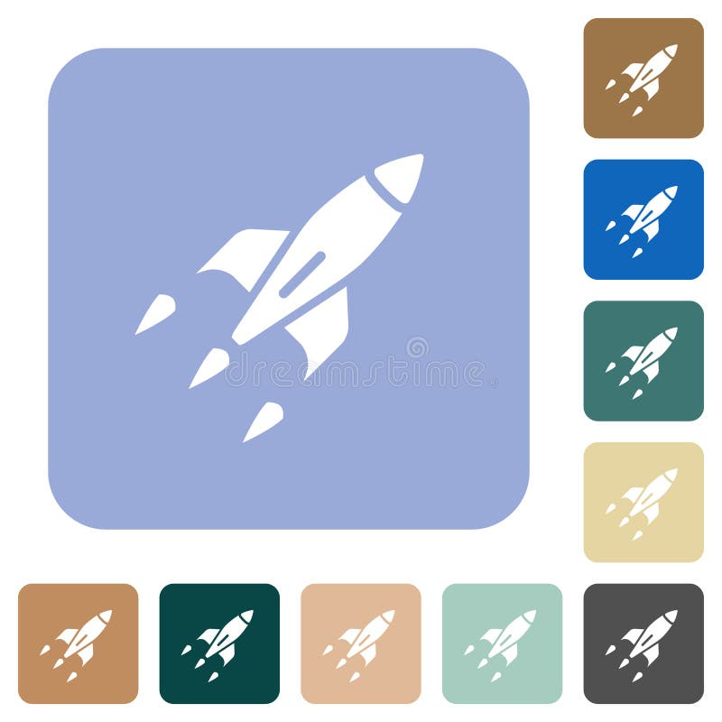 Rocket Rounded Square Flat Icons Stock Vector - Illustration of margin ...