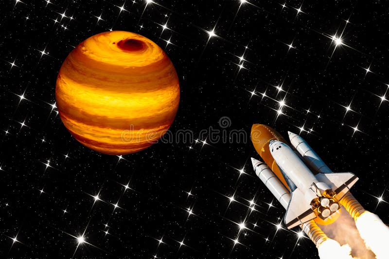 A Rocket is Rushing To a Exoplanet. Deep Space. the Elements of this ...