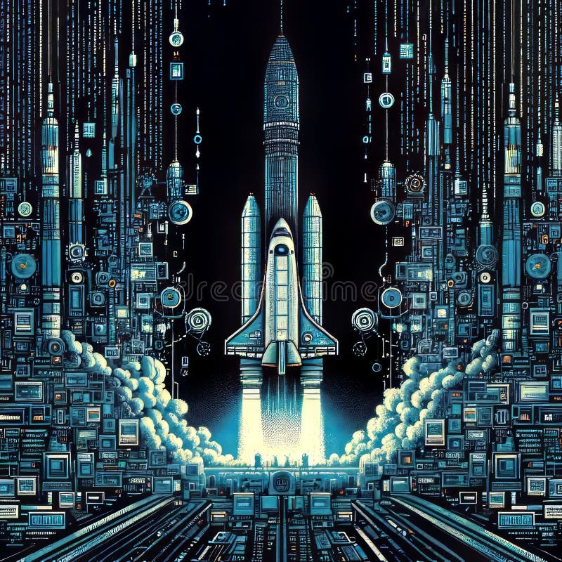 19 Rocket S Code an ASCII Art Depiction of the Launch with Matri Stock ...