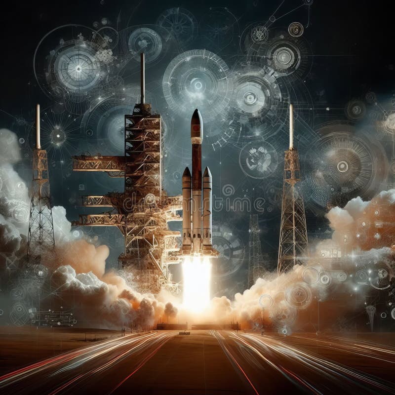 38 Rocket S Layers a Luminogram of the Launch with Dig Stock Image ...