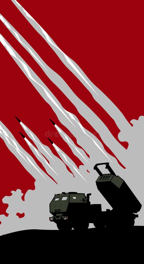 Rocket Salvo. M142 HIMARS Multiple Rocket Launcher Stock Vector ...