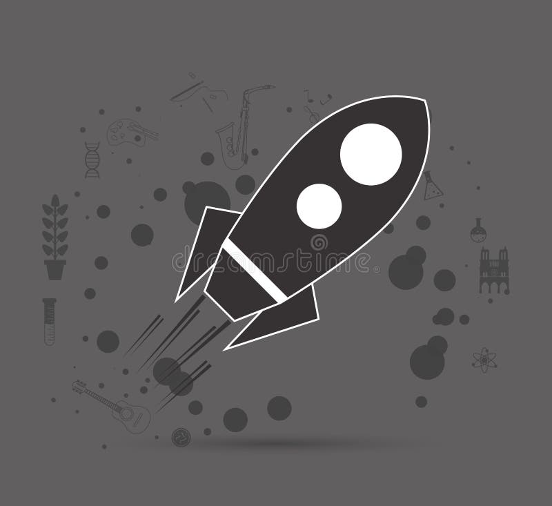 Rocket with Science Related Icons Image Stock Illustration ...