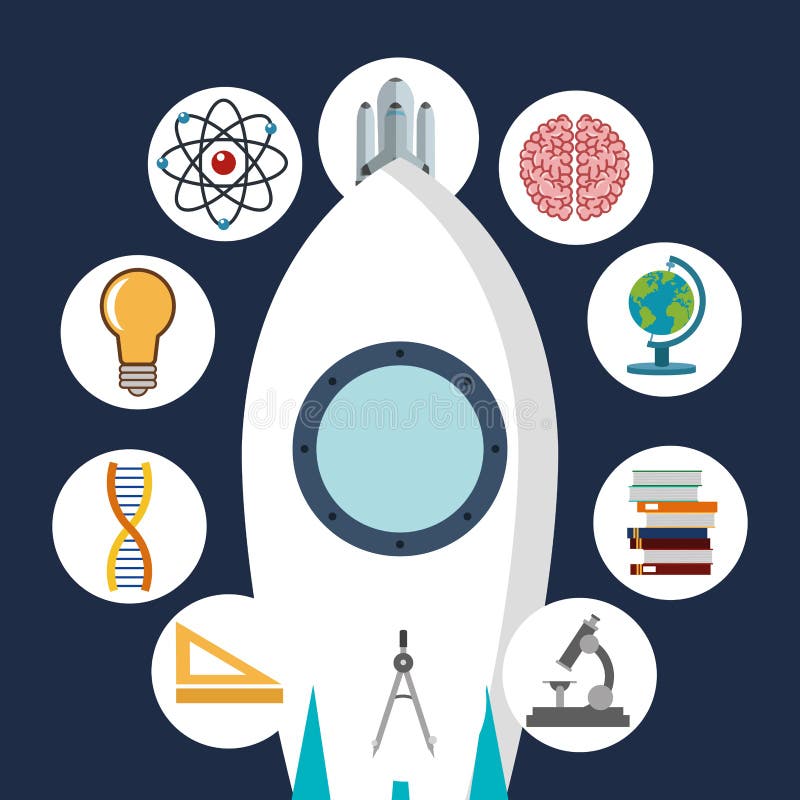 Rocket with Science Related Icons Image Stock Illustration ...