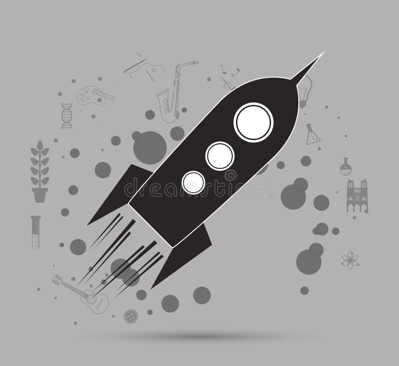 Rocket with Science Related Icons Image Stock Illustration ...