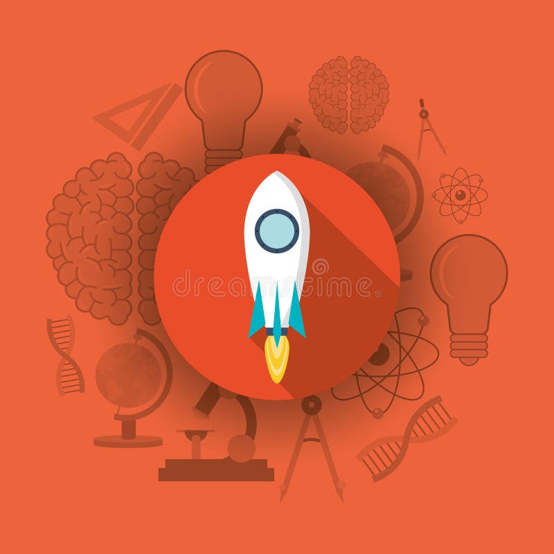 Rocket with Science Related Icons Image Stock Illustration ...