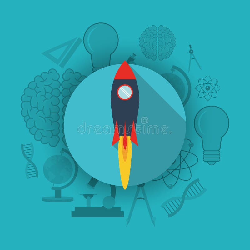 Rocket with Science Related Icons Image Stock Illustration ...