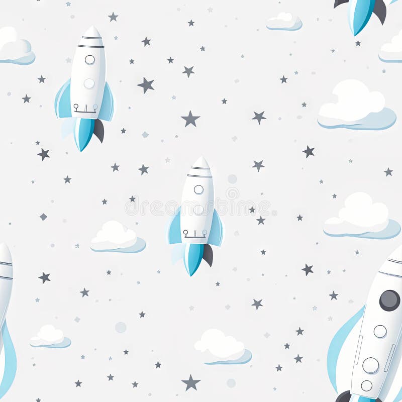 Rocket with Shadow Pattern Banner Wallpaper Simple Stock Illustration ...