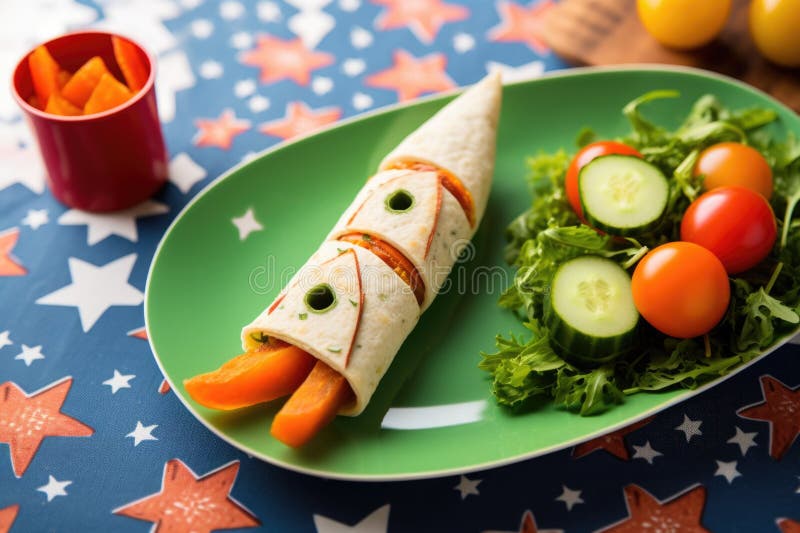 Rocket-shaped Sandwich on a Space-themed Placemat Stock Photo - Image ...