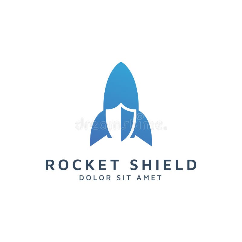 Rocket and Shield Negative Space Logo Design Stock Vector ...