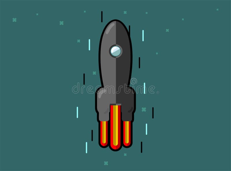 Rocket Ship Abstractionism. Space Black Rocket Launch. Project Start Up ...