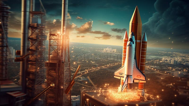 Rocket Ship and Bar Chart Illustration. Generative AI Stock ...