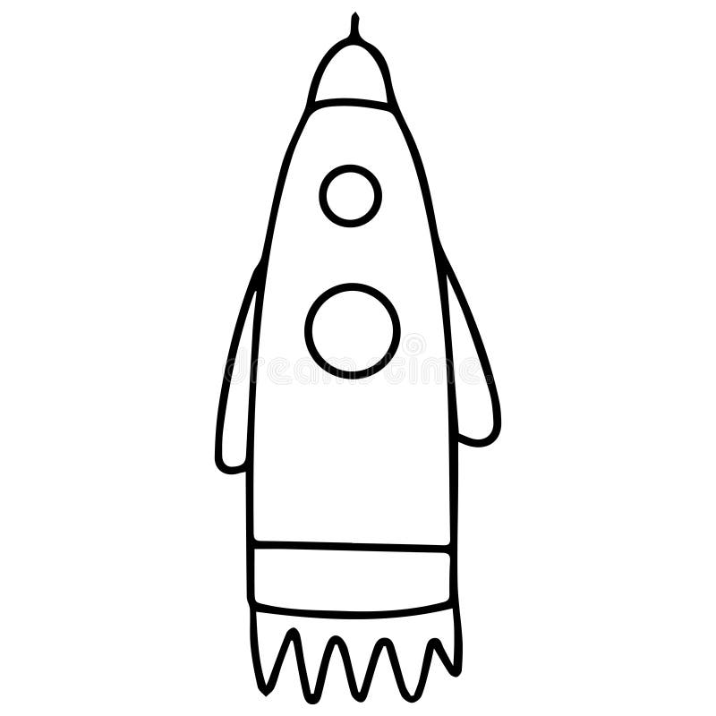Rocket Ship Doodle Icon. Hand Drawn Sketch in Vector Stock Illustration ...