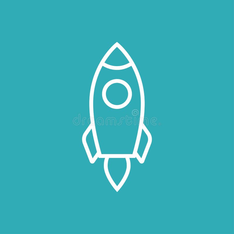 Rocket Ship with Fire. Isolated on White. Flat Icon. Vector ...