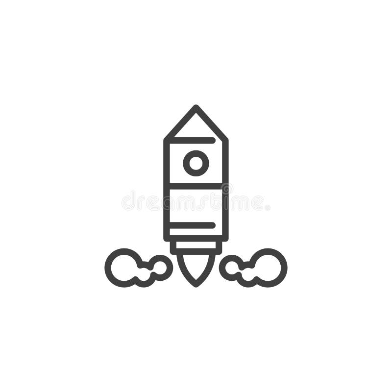 Rocket Ship Line Icon, Outline Vector Logo, Linear Pictogram Stock ...