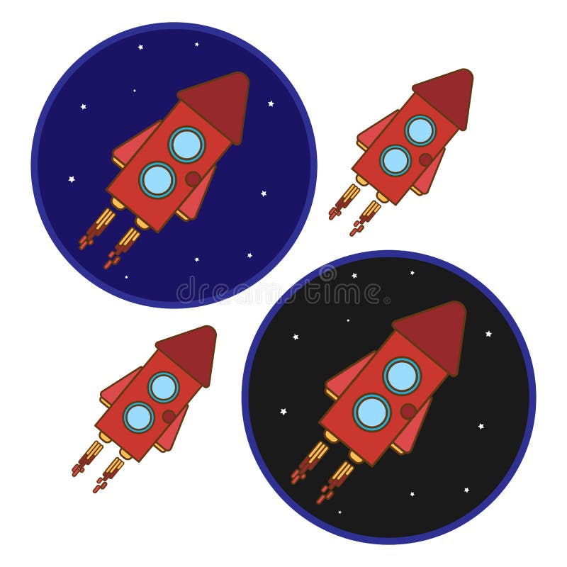 Rocket Ship in a Flat Style. Space Travel To the Moon.Space Rocket ...