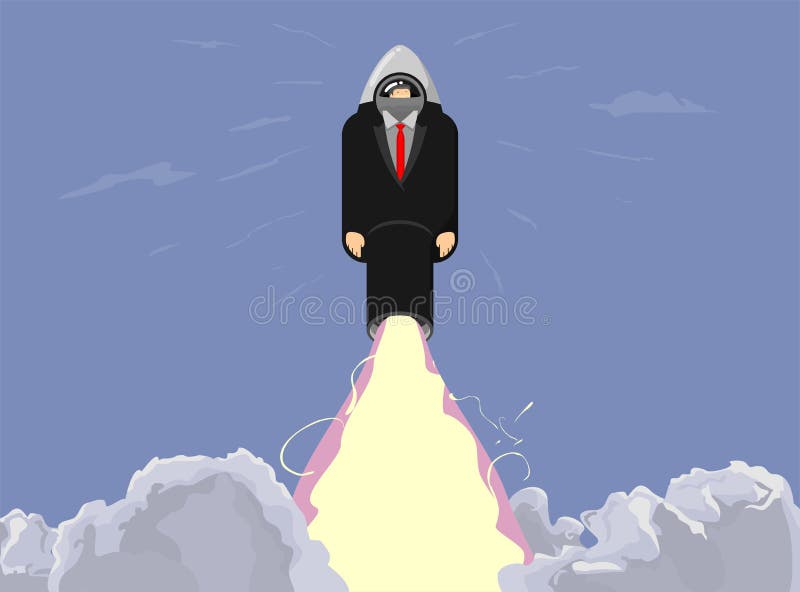 Rocket Ship in a Flat Style. Spaceman Rocket Launch with Trendy ...