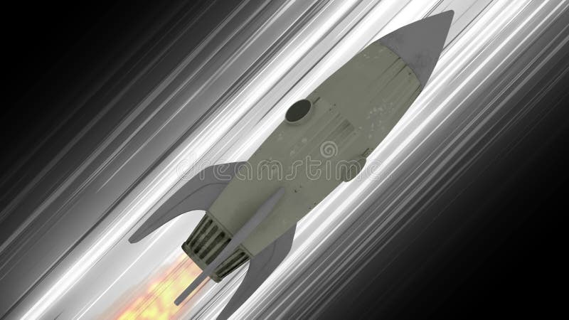 Rocket Ship Flying through Space Animation. Black and White Diagonal ...