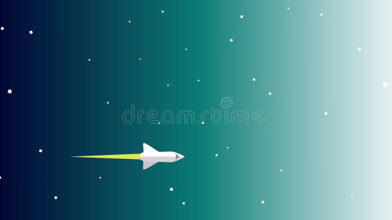 Rocket Ship Flying through Space Animation. Cartoon Modern Style Rocket ...