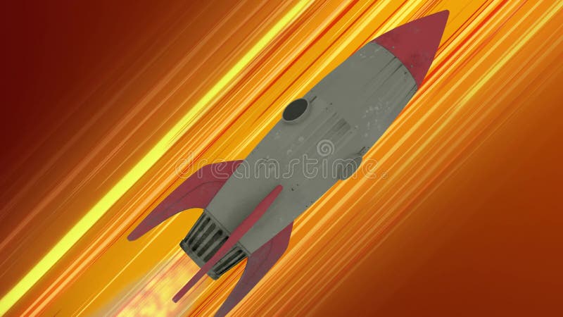 Rocket Ship Flying through Space Animation. Black and White Diagonal ...
