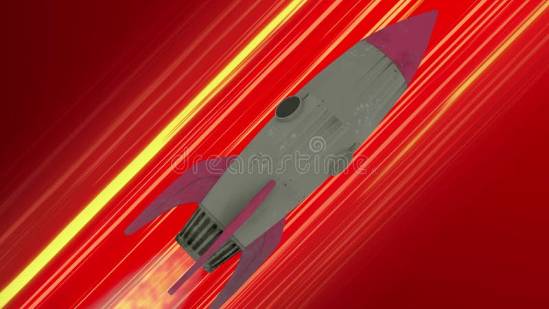 Rocket Ship Flying through Space Animation. Black and White Diagonal ...