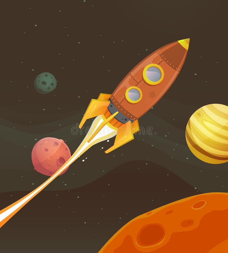 Rocket Ship Flying through Space Stock Vector - Illustration of mars ...